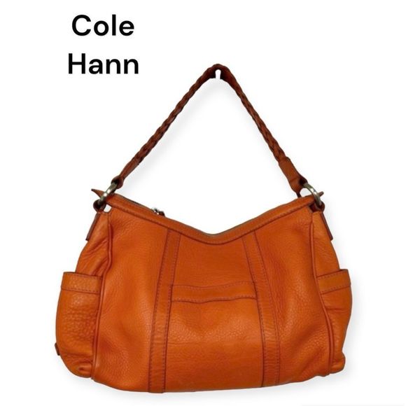 Cole Haan | Bags | Cole Haan Pebbledleather Zip Braided Strap Shoulder ...